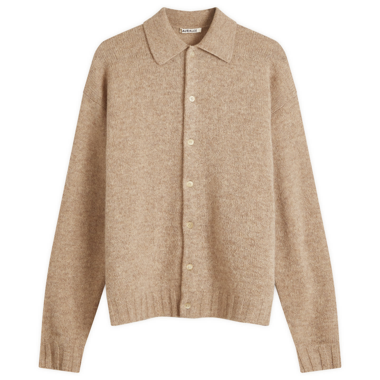 Auralee Shetland Wool Cashmere Cardigan In Top Beige - 60% Off